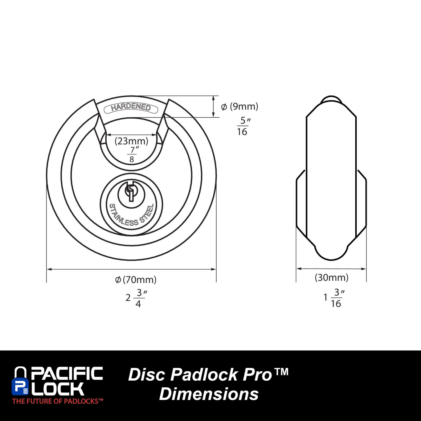 "1000PRO-70" Disc Padlock PRO - PACLOCK