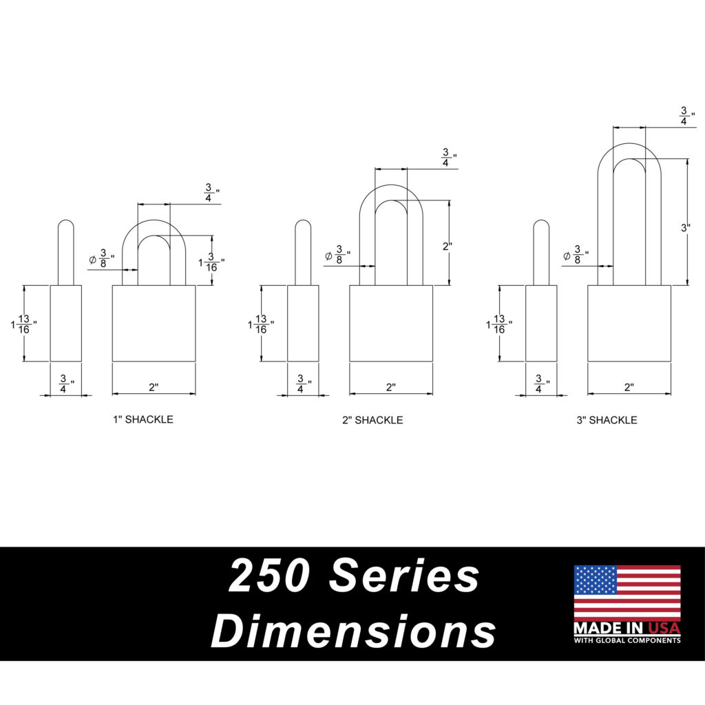 "250", 3/8" Brass Shackled Padlock, Legacy Series - PACLOCK