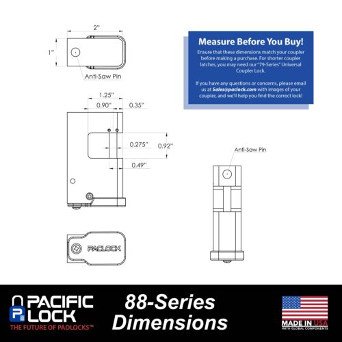 "88-Series" Shrouded Coupler Lock - PACLOCK