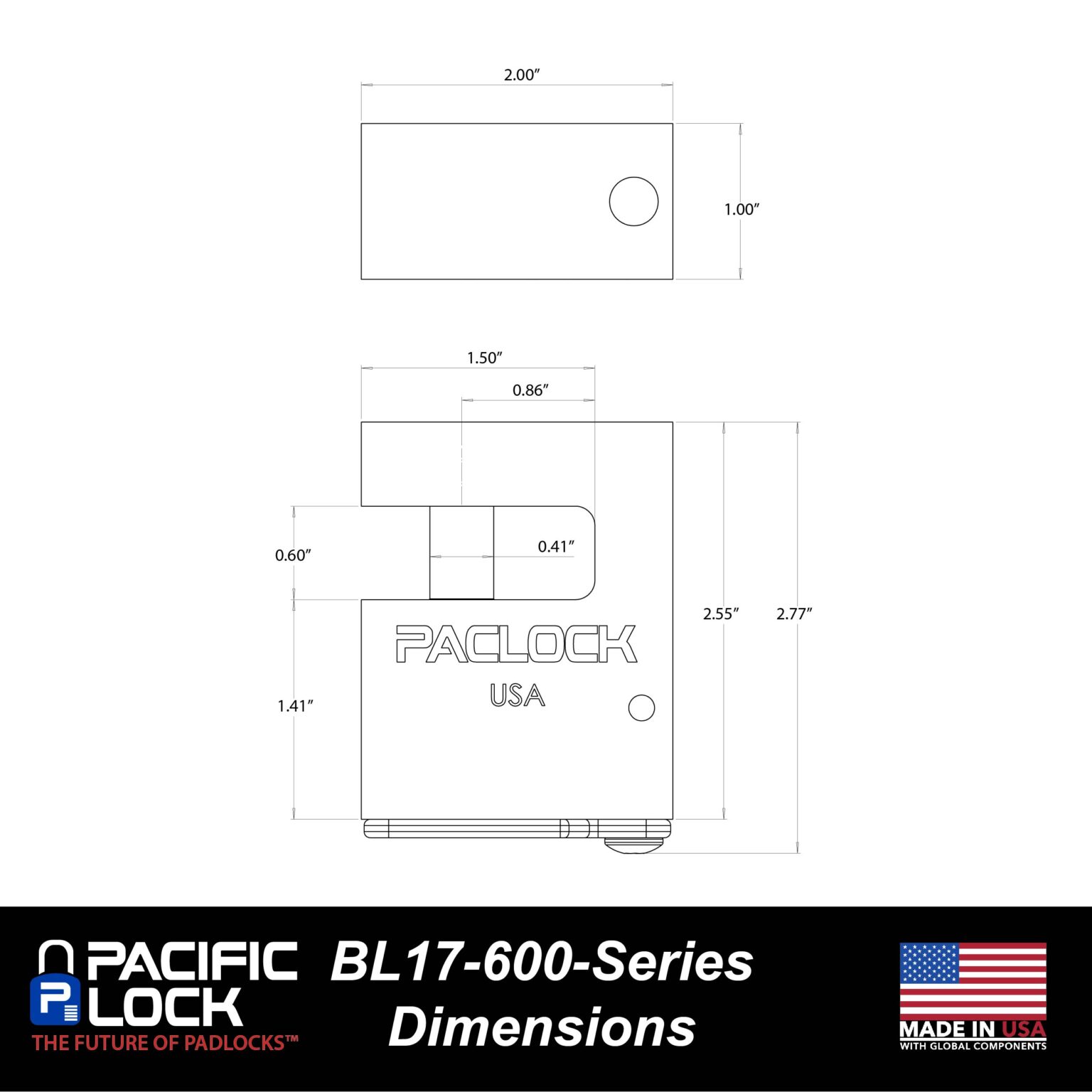 "17-600-Series" Block-Lock for Gates & Hasps - PACLOCK